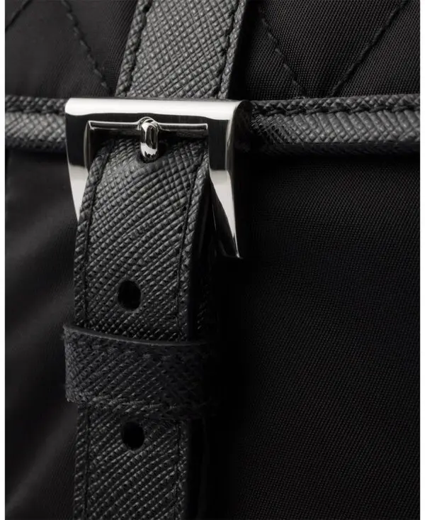 Prada Large Quilted Re-nylon Shoulder Bag With Saffiano Trim
