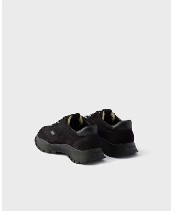 Prada Mesh Fabric And Suede Sneakers