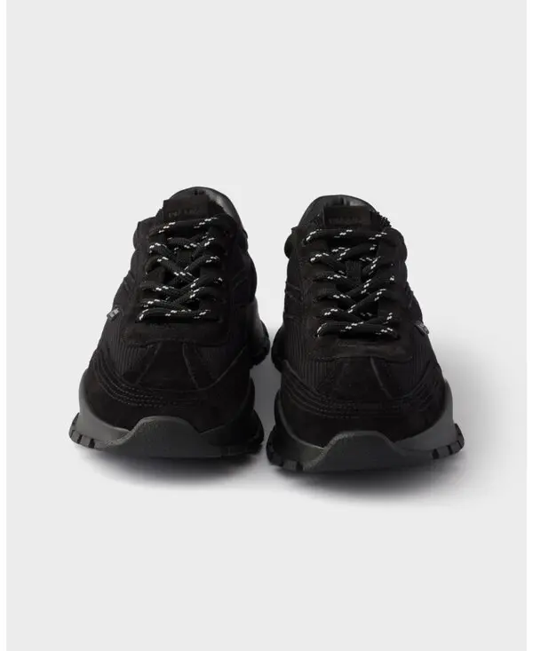 Prada Mesh Fabric And Suede Sneakers