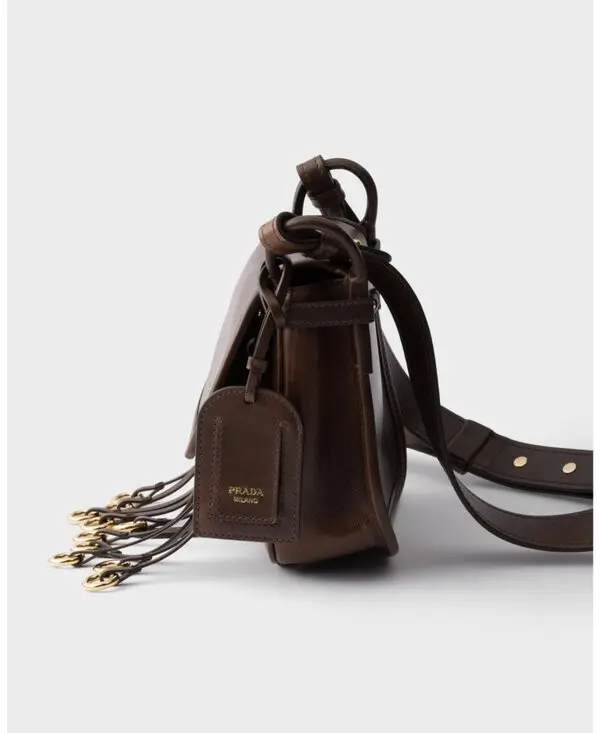 Prada Corsaire Aged Leather Mini Shoulder Bag - Brown
