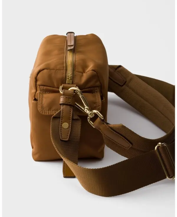 Prada Explore Small Re-nylon And Leather Shoulder Bag - Brown