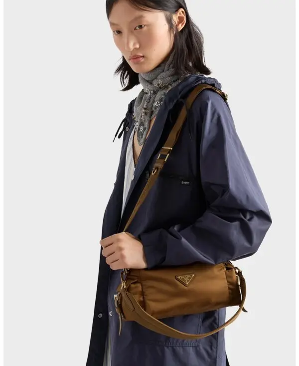 Prada Explore Small Re-nylon And Leather Shoulder Bag - Brown