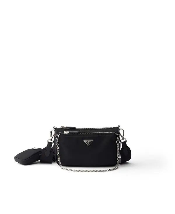 Prada Re-nylon And Saffiano Leather Mini Shoulder Bag - Black