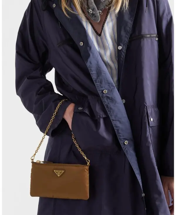 Prada Re-nylon And Saffiano Leather Mini Shoulder Bag - Brown