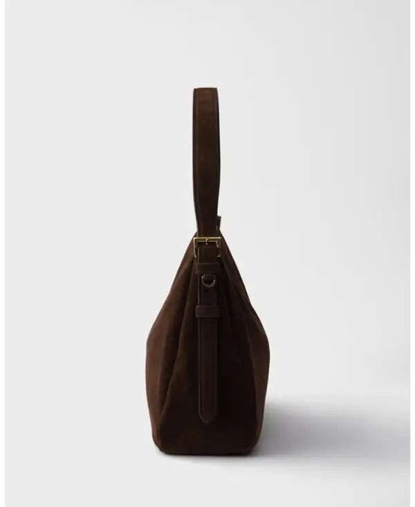 Prada Aimee Medium Suede Shoulder Bag - Brown