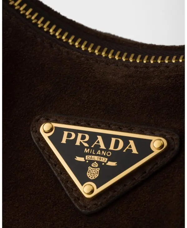 Prada Aimee Medium Suede Shoulder Bag - Brown