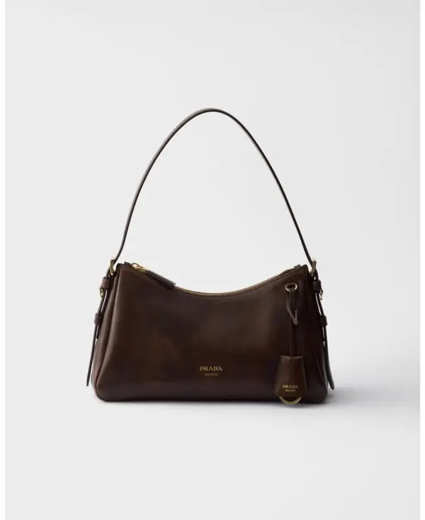 Prada Aimee Medium Leather Shoulder Bag - Brown