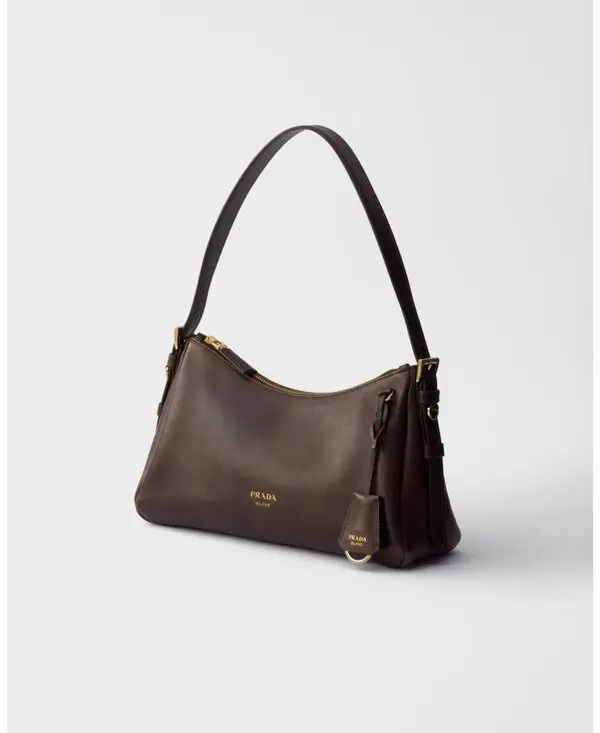 Prada Aimee Medium Leather Shoulder Bag - Brown