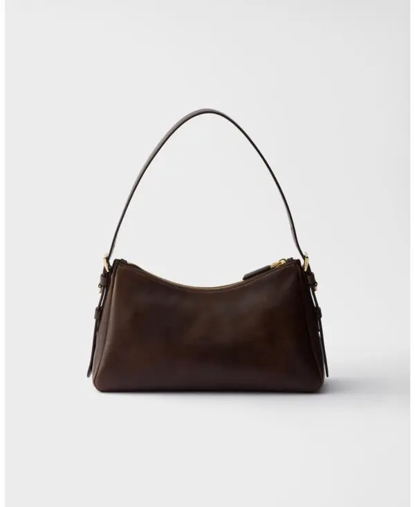 Prada Aimee Medium Leather Shoulder Bag - Brown