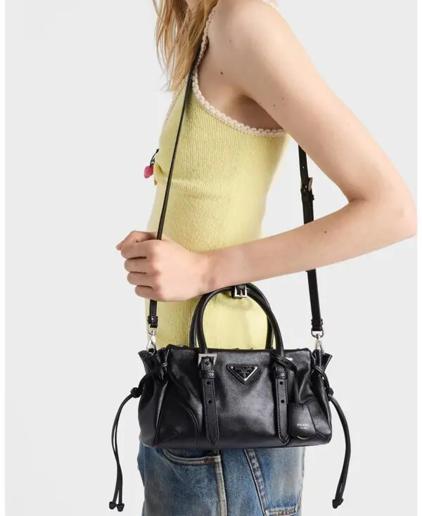 Prada Bonnie Small Leather Bag - Black