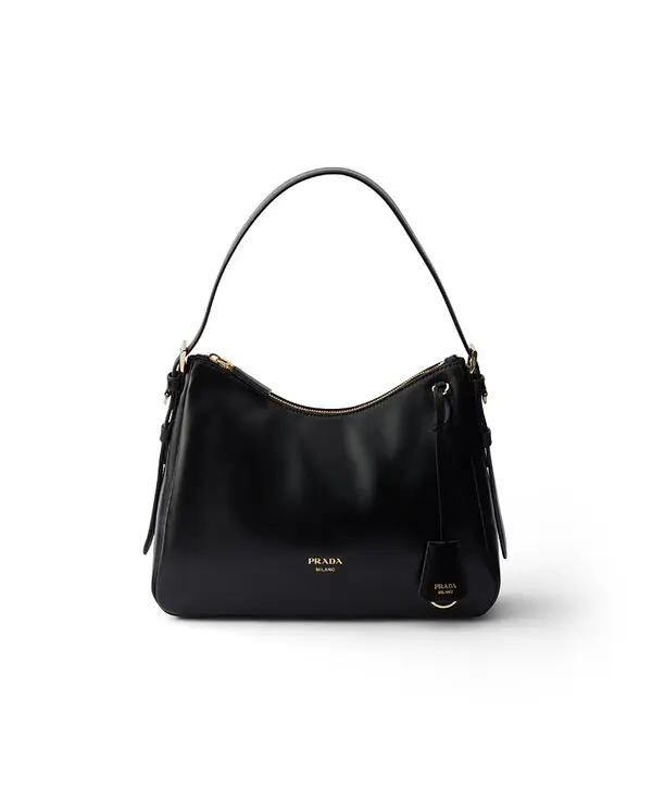 Prada Aimee Medium Leather Shoulder Bag - Black