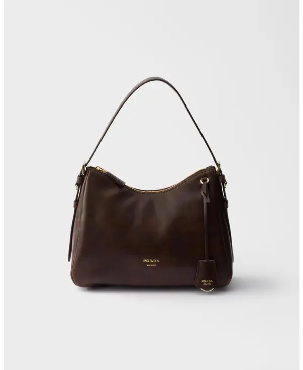 Prada Aimee Medium Leather Shoulder Bag - Brown
