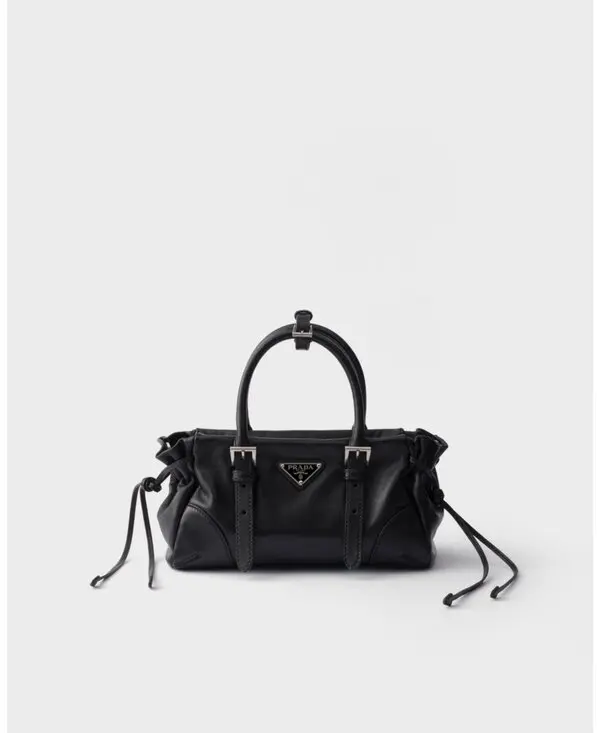 Prada Bonnie Small Leather Top Handle Bag - Black