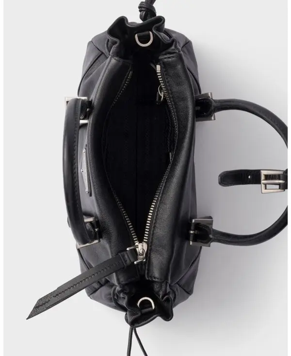 Prada Bonnie Small Leather Top Handle Bag - Black