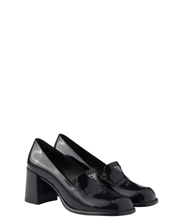 Prada Brushed Leather Loafers - Black