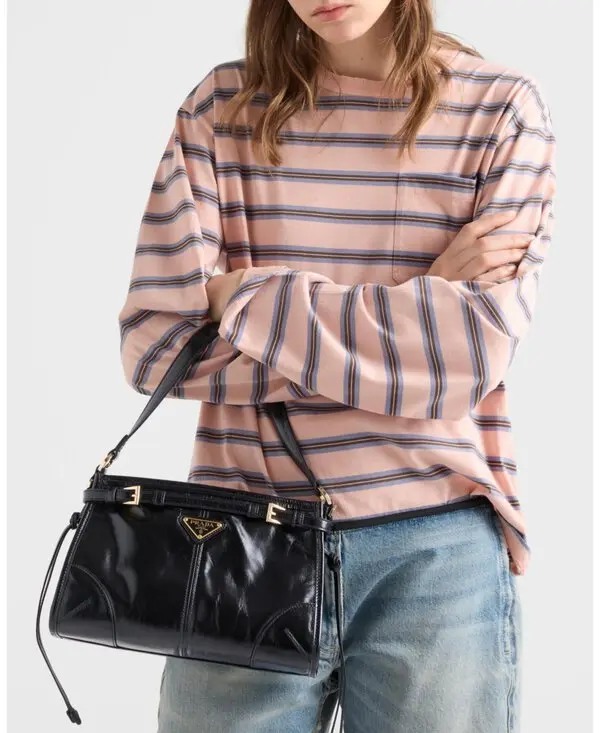 Prada Bonnie Small Leather Handbag - Black