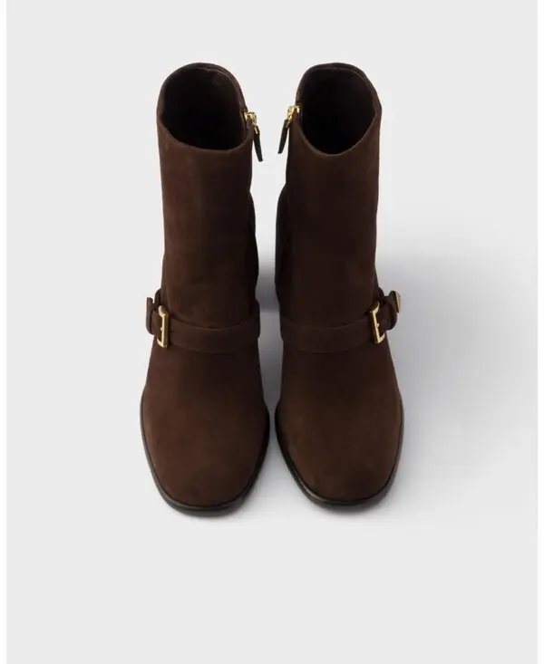 Prada Suede Booties - Brown