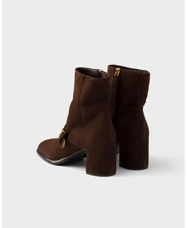 Prada Suede Booties - Brown