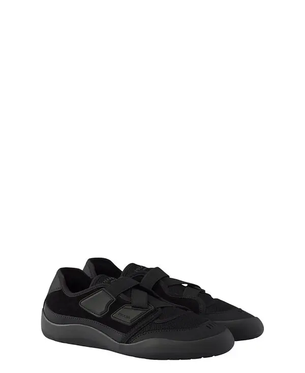 Prada Speedrock Technical Mesh And Leather Sneakers - Black