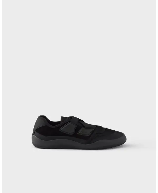 Prada Speedrock Technical Mesh And Leather Sneakers - Black