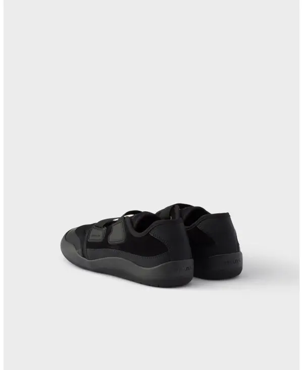 Prada Speedrock Technical Mesh And Leather Sneakers - Black