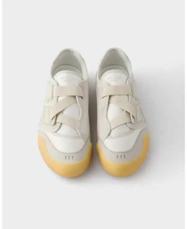 Prada Speedrock Leather And Mesh Fabric Sneakers - Grey