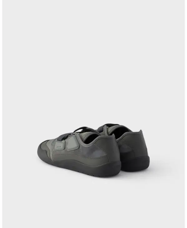 Prada Speedrock Leather And Mesh Fabric Sneakers - Grey