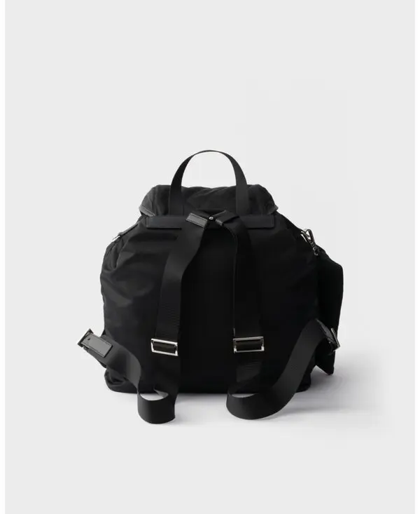 Prada Medium Quilted Re-nylon Backpack With Saffiano Leather Trim - Black