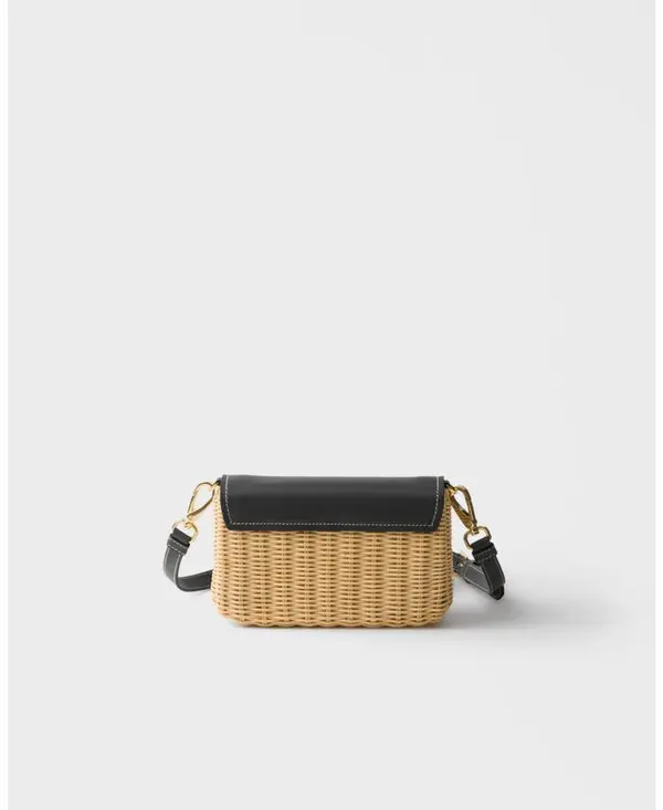Prada Small Wicker And Leather Shoulder Bag