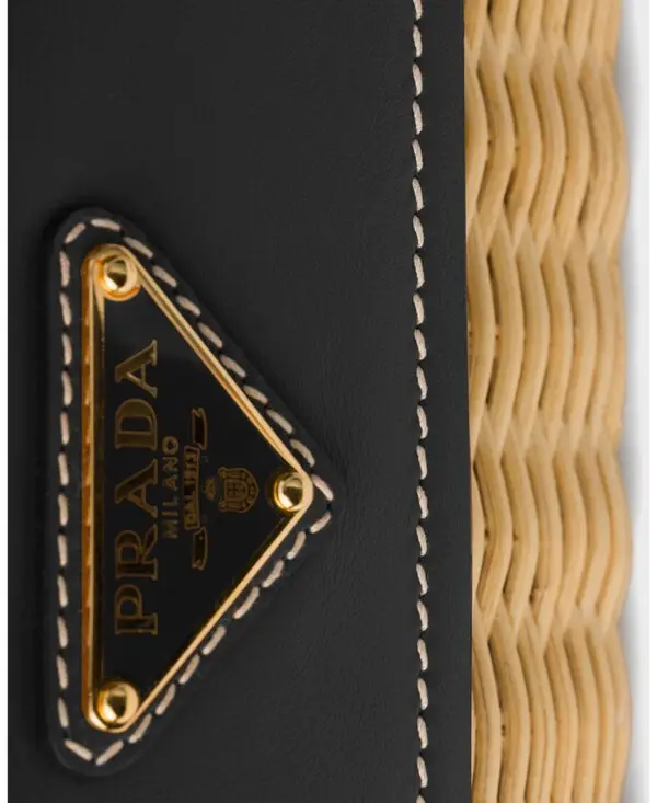 Prada Small Wicker And Leather Shoulder Bag