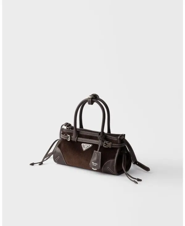 Prada Bonnie Small Corduroy And Leather Handbag