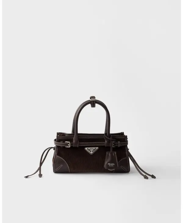 Prada Bonnie Small Corduroy And Leather Handbag