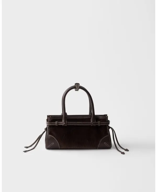 Prada Bonnie Small Corduroy And Leather Handbag