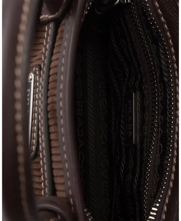 Prada Bonnie Small Corduroy And Leather Handbag