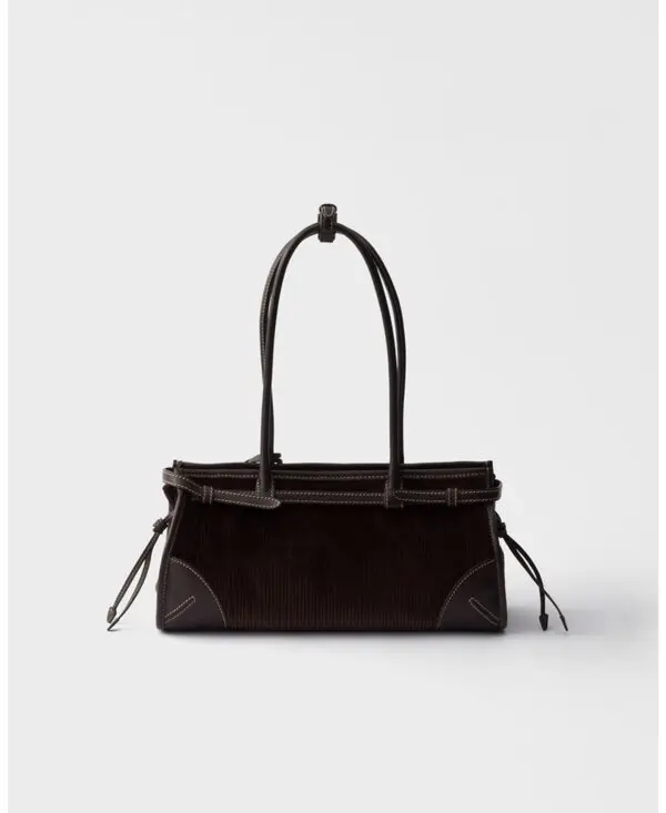 Prada Bonnie Medium Corduroy And Leather Handbag