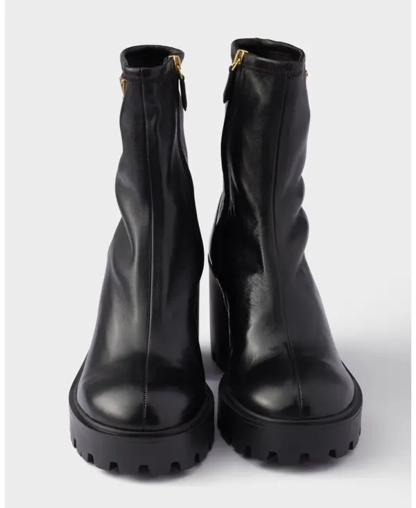 Prada Stretch Nappa Leather Booties - Black