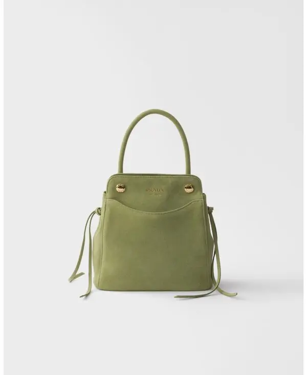 Prada Carry Mini Suede Handbag - Green