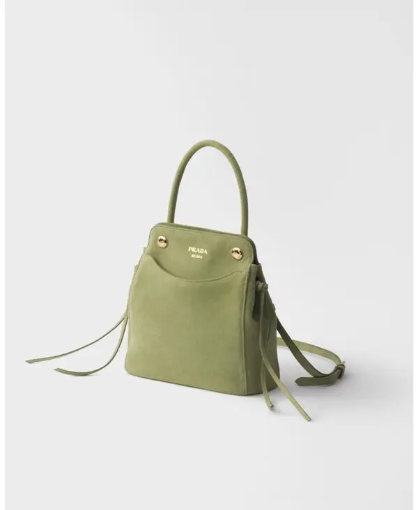 Prada Carry Mini Suede Handbag - Green