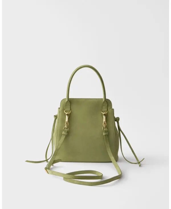 Prada Carry Mini Suede Handbag - Green