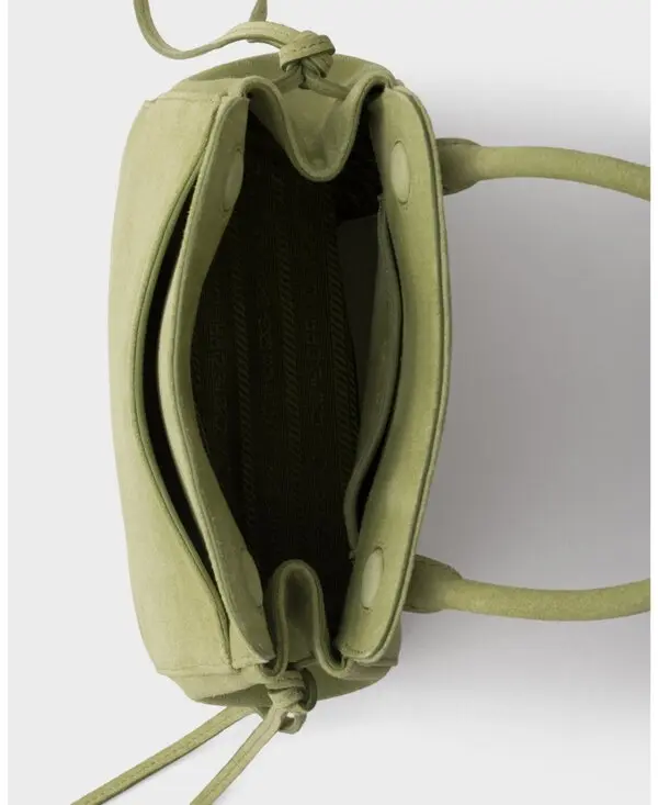 Prada Carry Mini Suede Handbag - Green