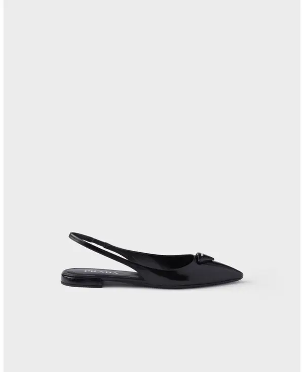 Prada Brushed Leather Ballerina Slingbacks
