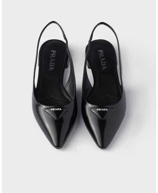 Prada Brushed Leather Ballerina Slingbacks