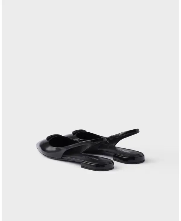 Prada Brushed Leather Ballerina Slingbacks