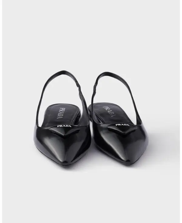Prada Brushed Leather Ballerina Slingbacks