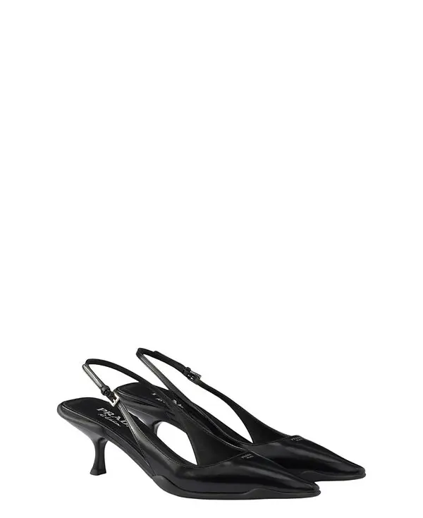 Prada Brushed Leather Slingback Pumps
