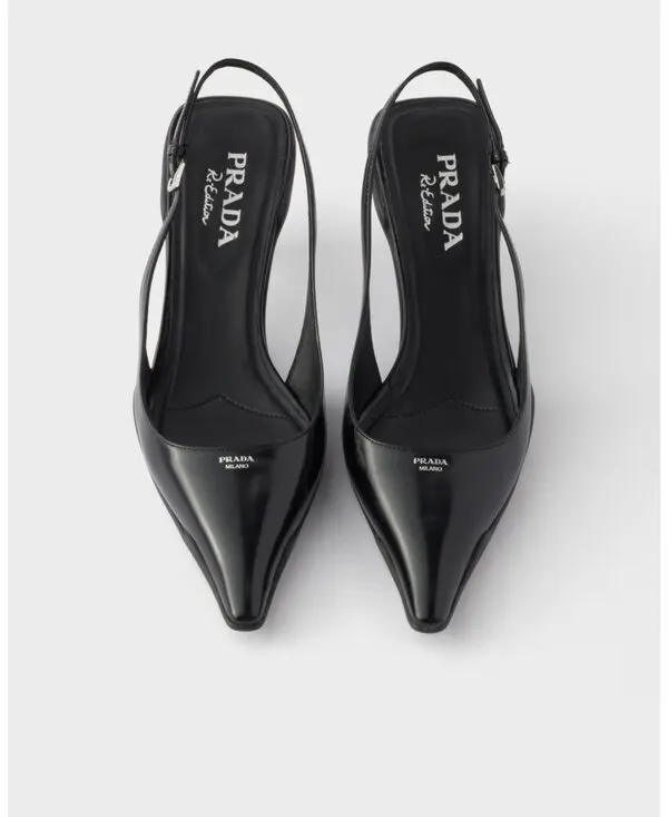 Prada Brushed Leather Slingback Pumps
