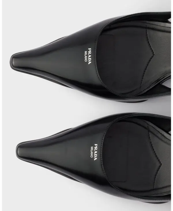 Prada Brushed Leather Slingback Pumps
