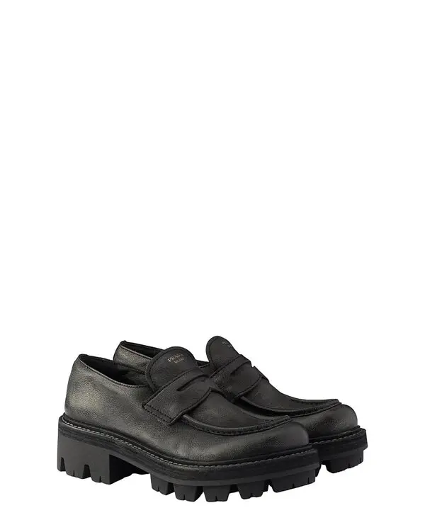 Prada Leather Loafers - Black