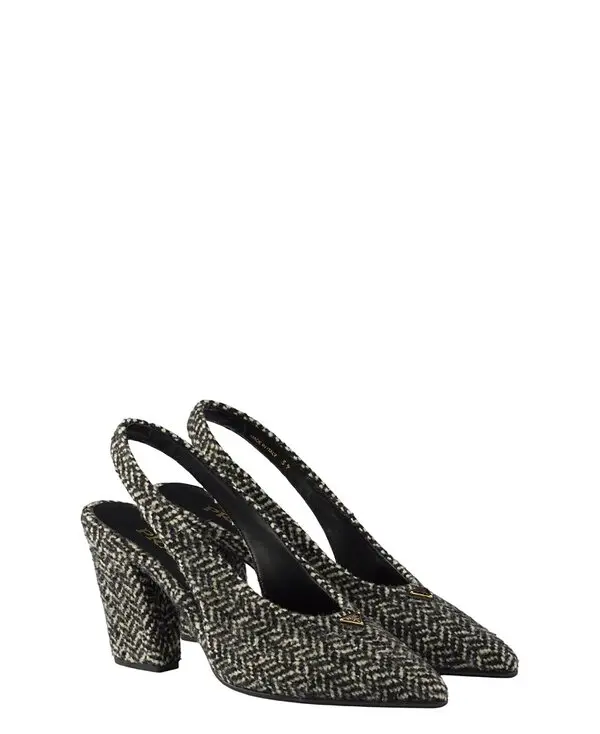 Prada Chevron Slingback Pumps - White