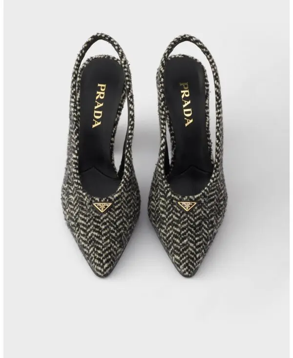 Prada Chevron Slingback Pumps - White